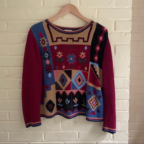 Koret | Sweaters | Vintage Montery Petites By Koret Patterned Sweater ...